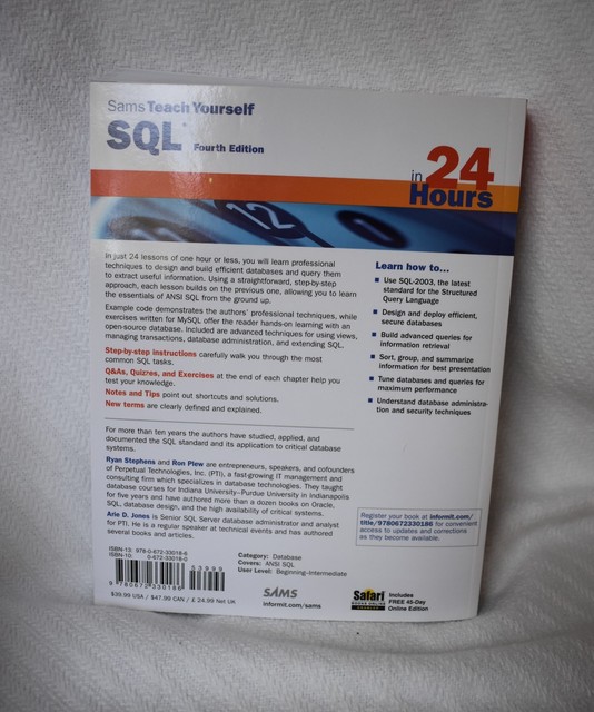 Sams Teach Yourself Ser.: Sams Teach Yourself SQL in 24 Hours by Arie Jones, Ryan Stephens and ...