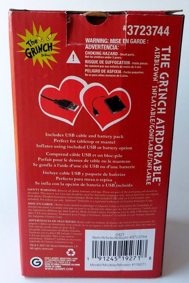 The Grinch Airdorable 24-Inch Christmas Airblown Indoor Tabletop ...