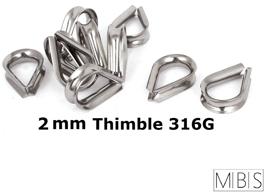 50 x Wire Rope Thimbles for 2mm Stainless Steel Grade 316 Balustrading ...