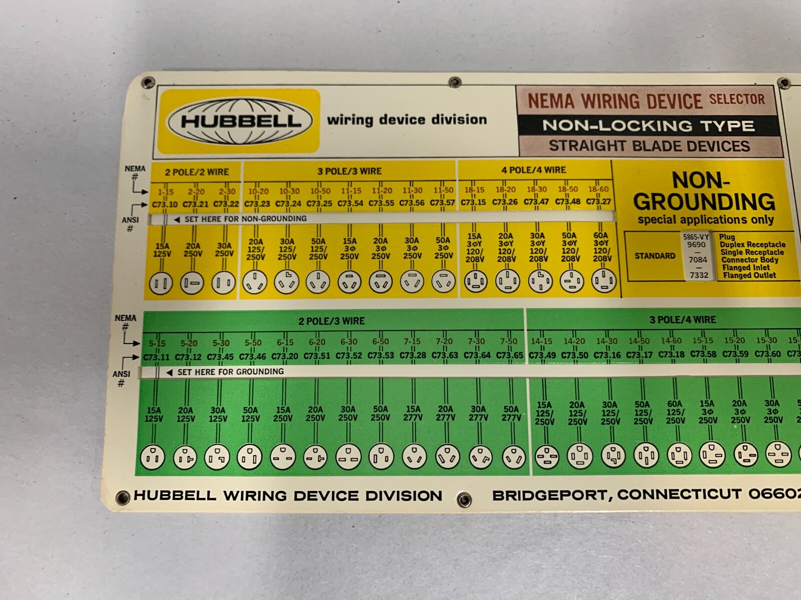 Vtg Hubbell NEMA Wiring Device Plug Selector Slide Rule Calculator (A3 ...