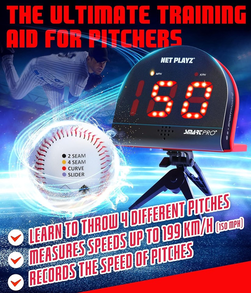 Baseball Pitch Trainer Speed Radar + Finger Placement Markers Kit ...