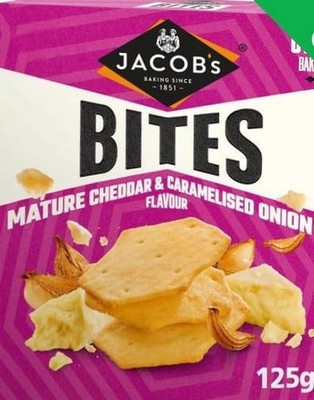 Jacobs Bites Mature Cheddar & Onion Crackers, 4 x 125g- Delicious Party ...