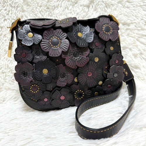COACH tea rose flap shoulder bag floral pattern flower | eBay