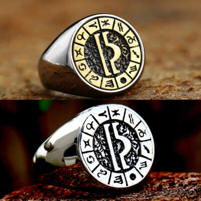 Vintage LIBRA Star Sign Symbol Ring Stainless Steel Men Women Libra ...