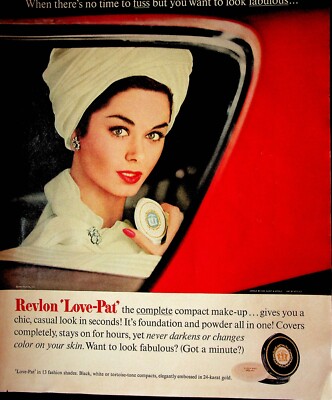Revlon Love-Pat Compact Makeup, 1963 McCall's, VTG Print Ad, Stylish ...