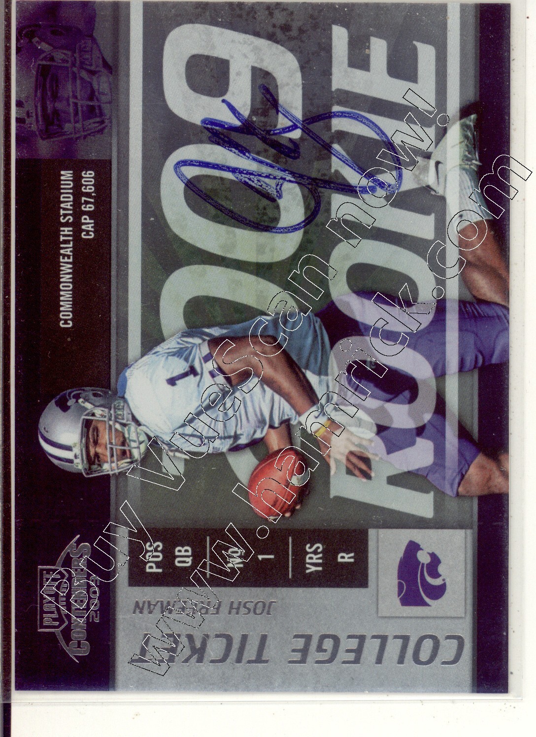 josh freeman rookie rc draft auto autograph kansas state ksu college ...