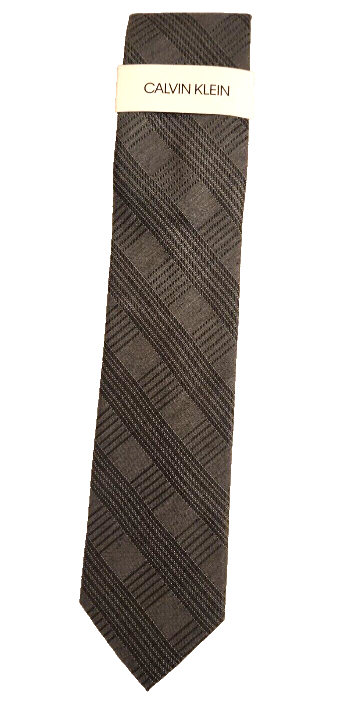 Calvin Klein Men’s Slim Stripe Pattern Silk Blend Tie, Gray | eBay