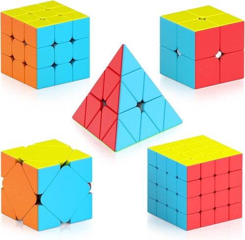 Speed Cube Set, 2x2 3x3 4x4 Pyramid Skewb Stickerless Puzzle Bundle (5 ...