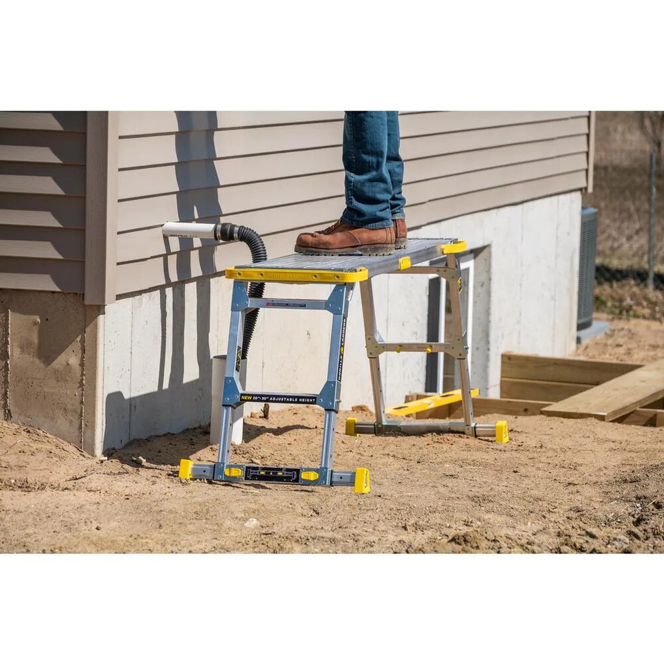 Gorilla Ladders Work Platform Aluminum Slim-Fold Heavy-Duty Adjustable ...