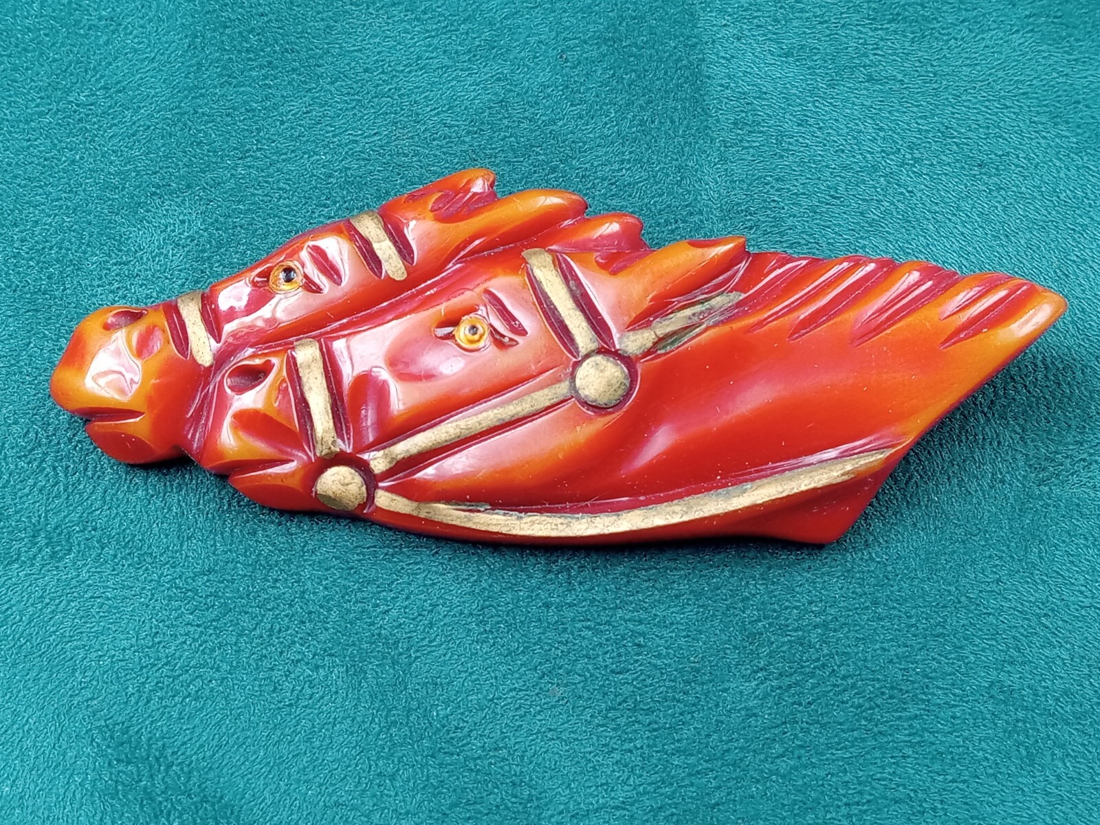 Art Deco Double Horsehead Pin - Side View - Very Nice… - Gem