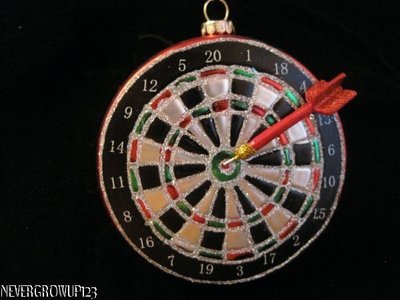 BLOWN GLASS DART BOARD~GAME~DARTS~BULLSEYE CHRISTMAS ORNAMENT~NWT | eBay