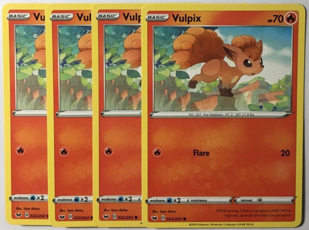 POKEMON 4X VULPIX 022/202 SWORD & SHIELD COMMON NEAR MINT-PLAYSET | eBay