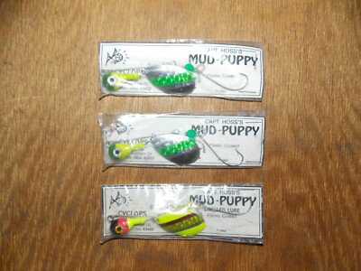 (3) Cyclops Lures Capt. Hoss's Mud-Puppy 3/4oz Erie Dearie Style NIP 10 ...