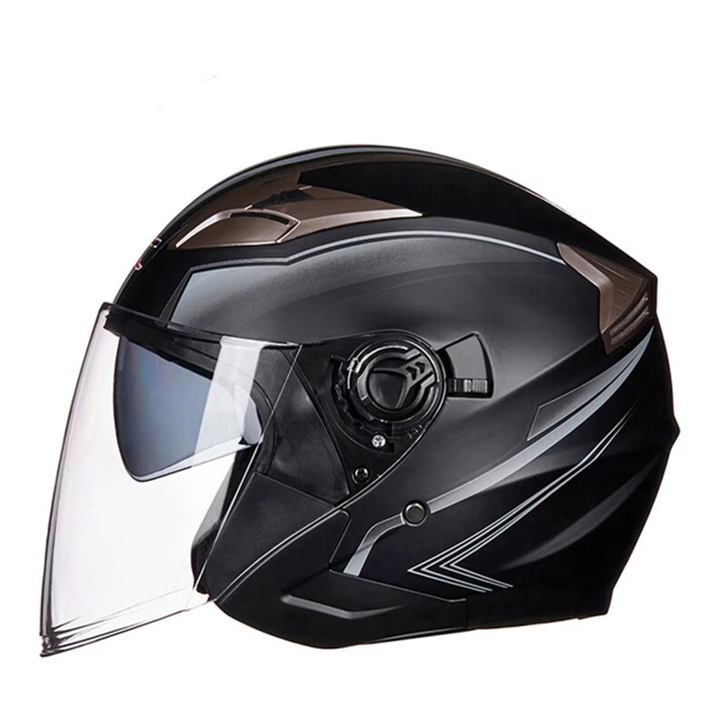 DOT Motorcycle Open Half Face Helmet Motobike 3/4 Scooter Bike Helmets ...