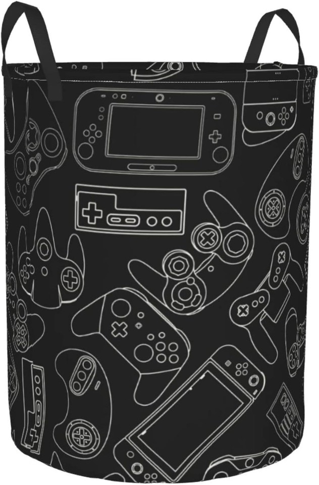 Video Game Controller Black Background Round Laundry 38L, Theme(Black ...