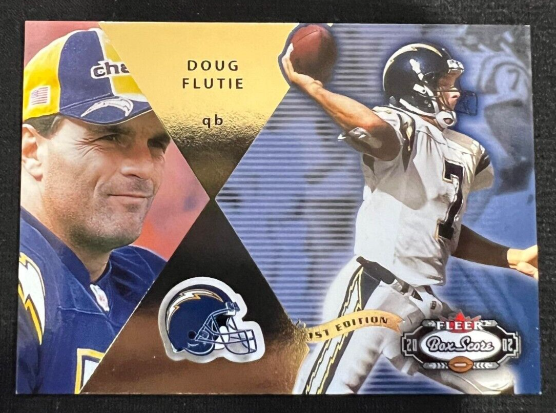 DOUG FLUTIE Chargers 2002 Fleer Box Score #205 Gold 1st Edition #089/ ...