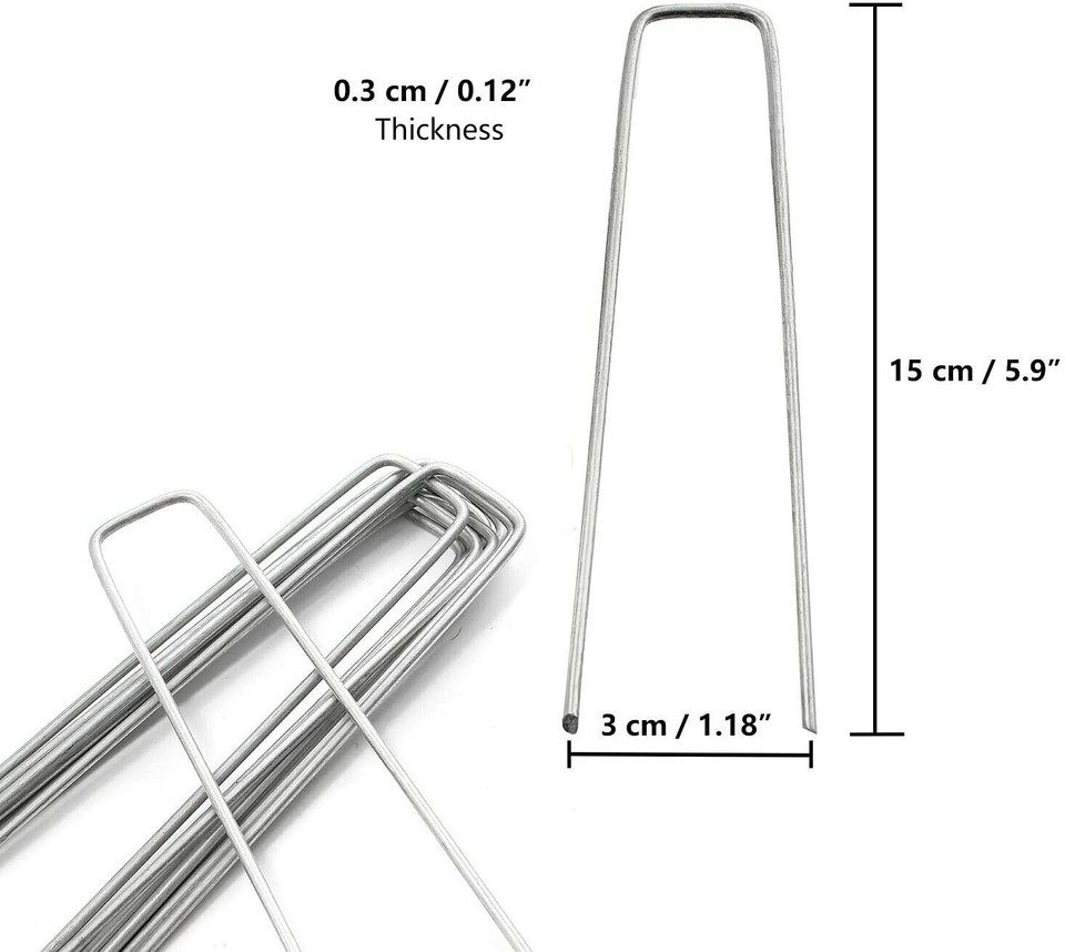 Weed Control Fabric Pegs Metal U Pins Galvanised Steel Securing ...