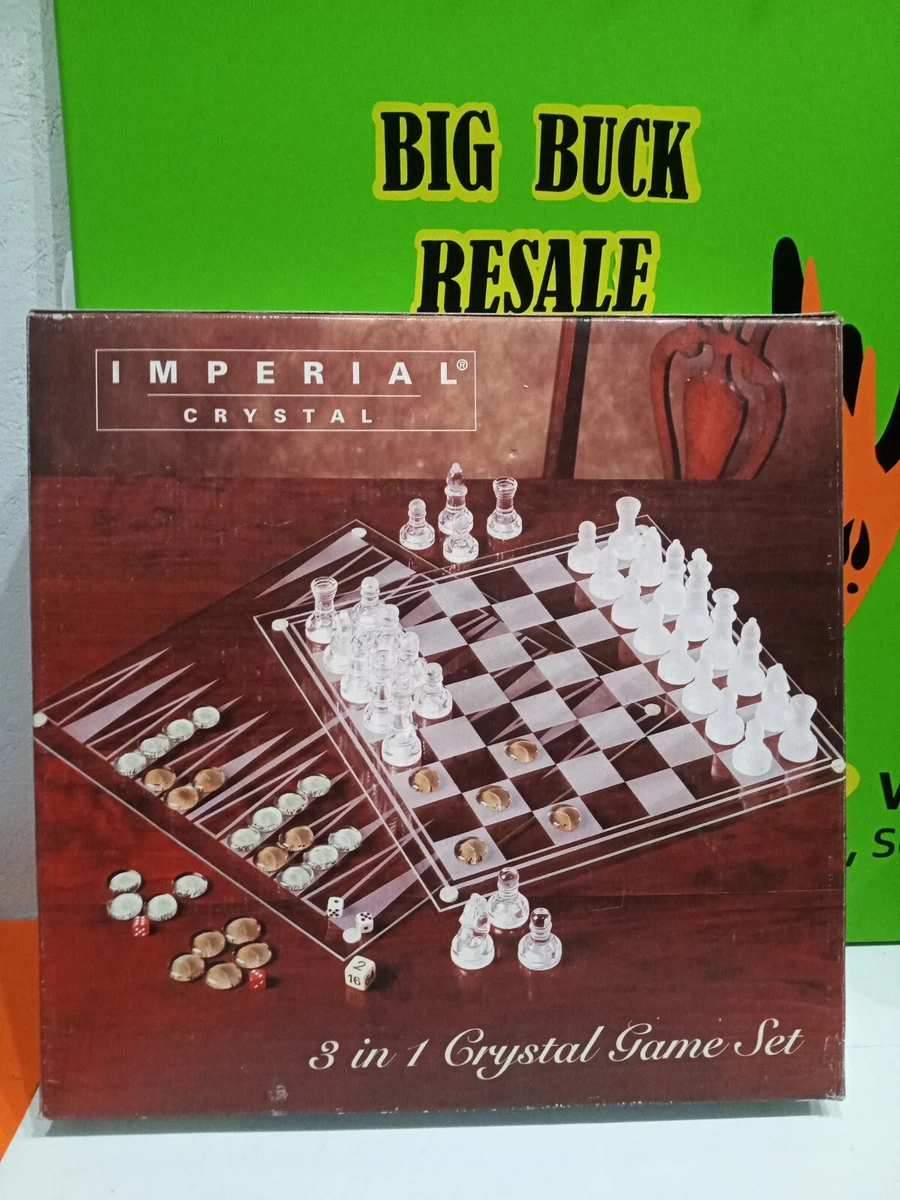 outlet online Imperial Crystal, 3 in 1 Crystal Board Game Set: Chess, Checkers, Backgammon