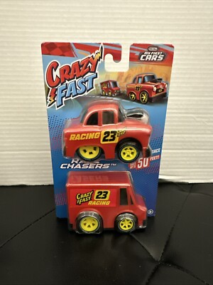 Crazy Fast Cars 2-Pack Race Chasers, Race Car Themed Pullback Toy ...