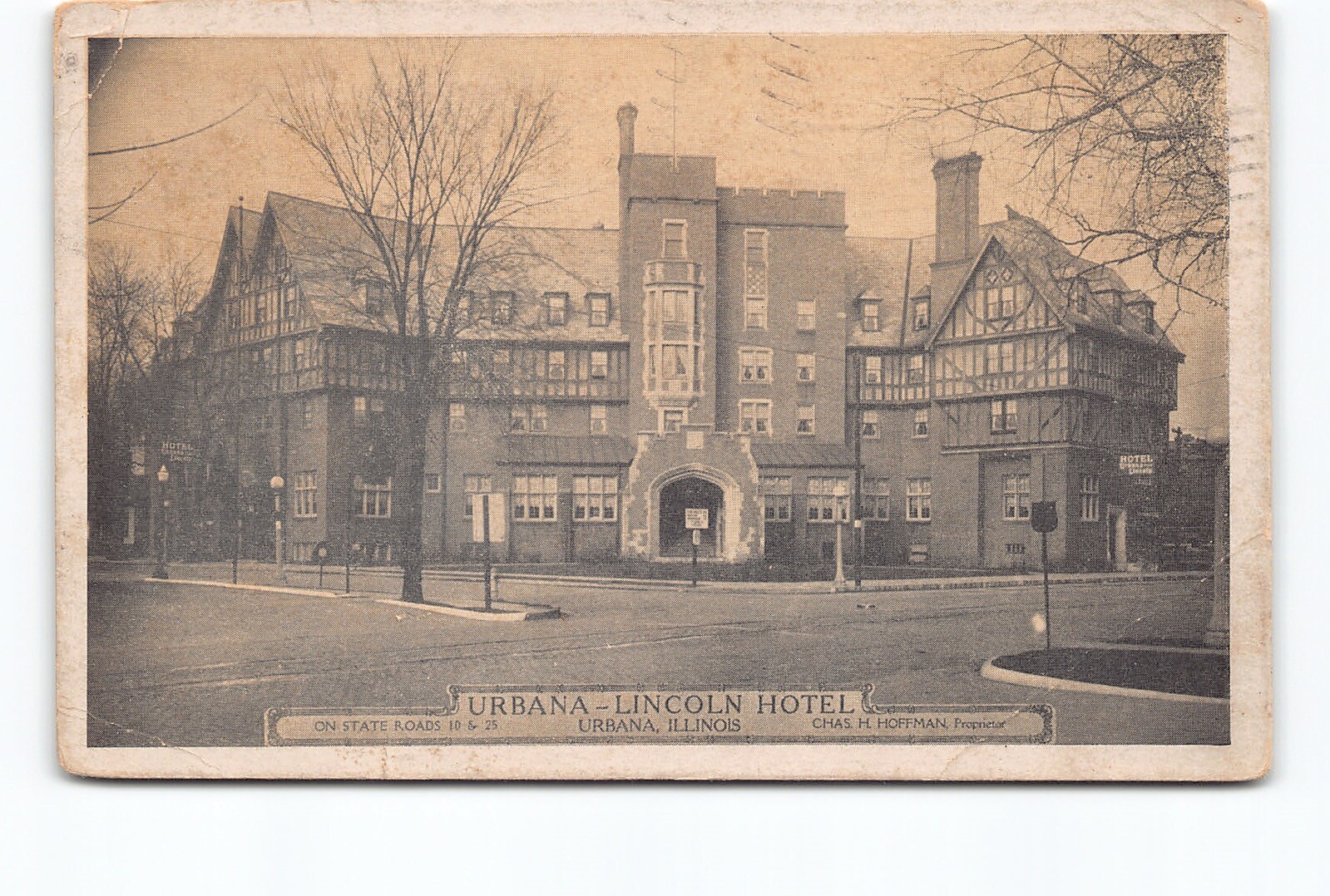 Urbana Lincoln Hotel Building Chas H. Hoffman IL WB Postcard Vtg Posted ...