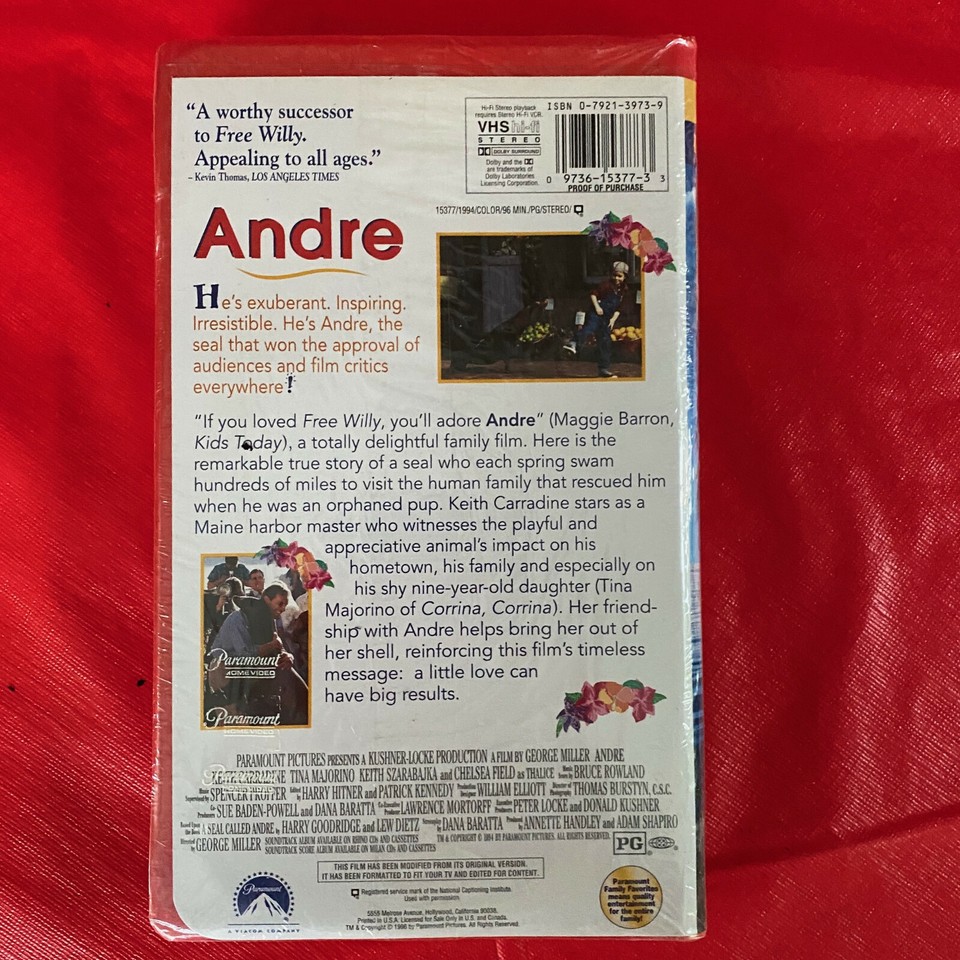 NEW Andre VHS Movie Video Cassette Paramount Famiy Favoirites ...