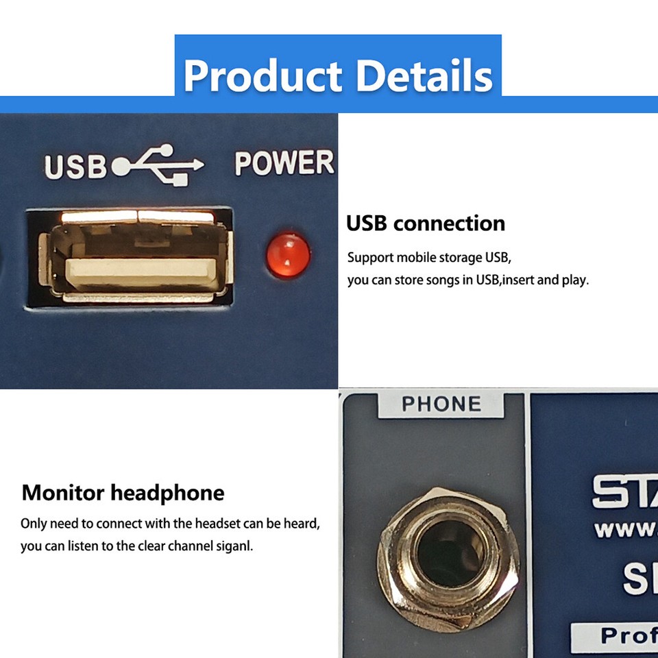 Pro 4-Channel Mini Mixer USB Audio Pure Mixer Live Studio Mixing ...