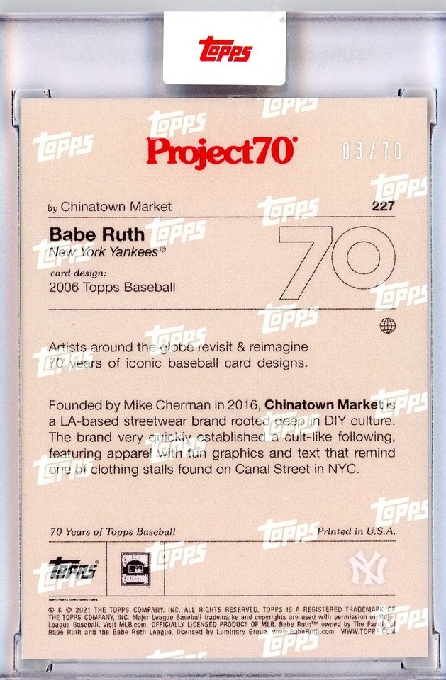 2021 TOPPS PROJECT 70 BABE RUTH BY MARKET - RAINBOW FOIL 03/70 #227 | eBay