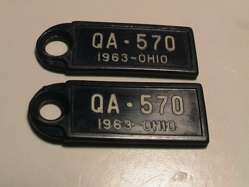 OHIO 1963 PAIR DAV DISABLED AMERICAN VETERAN MINI AUTOMOBILE LICENSE ...