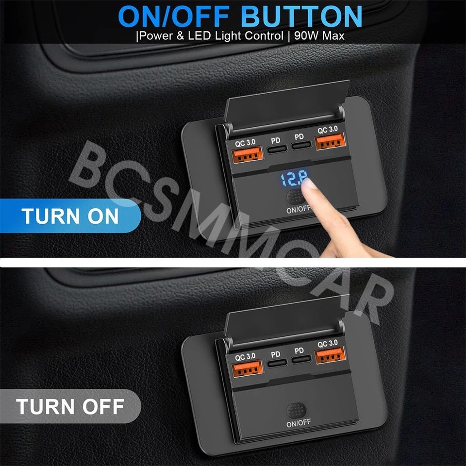 Phone Fast Charger Socket Panel 12V Car Power Outlet LED Voltmeter ...