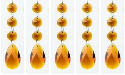 12Pcs/lot Amber K9 Crystal Angel Teardrop Chandelier Prisms Pedants ...