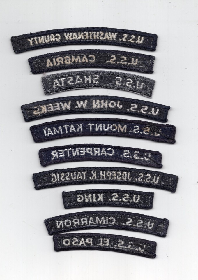 10pc USS USN NAVY NAVAL ROCKER ARM PATCHES MOUNT KATMAI CAMBRIA SHASTA ...