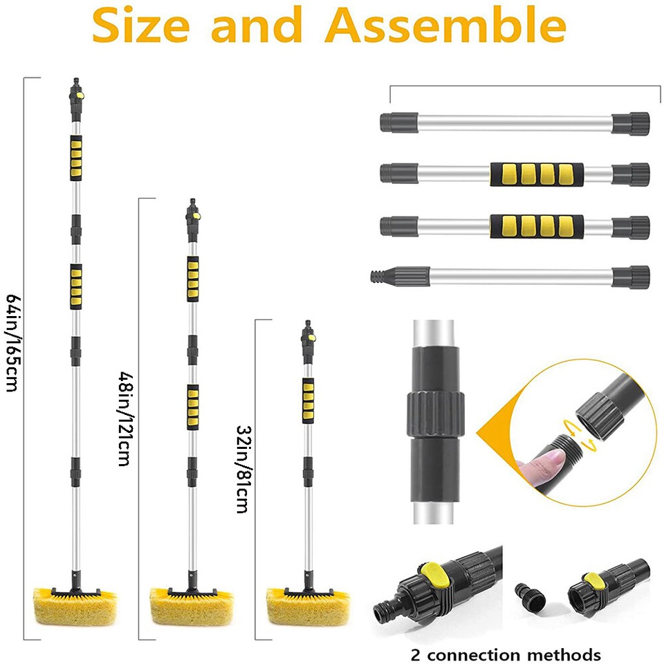 Car Dip Washing Brush With 64" Pole Long Handle Soft Wash For Boat ...