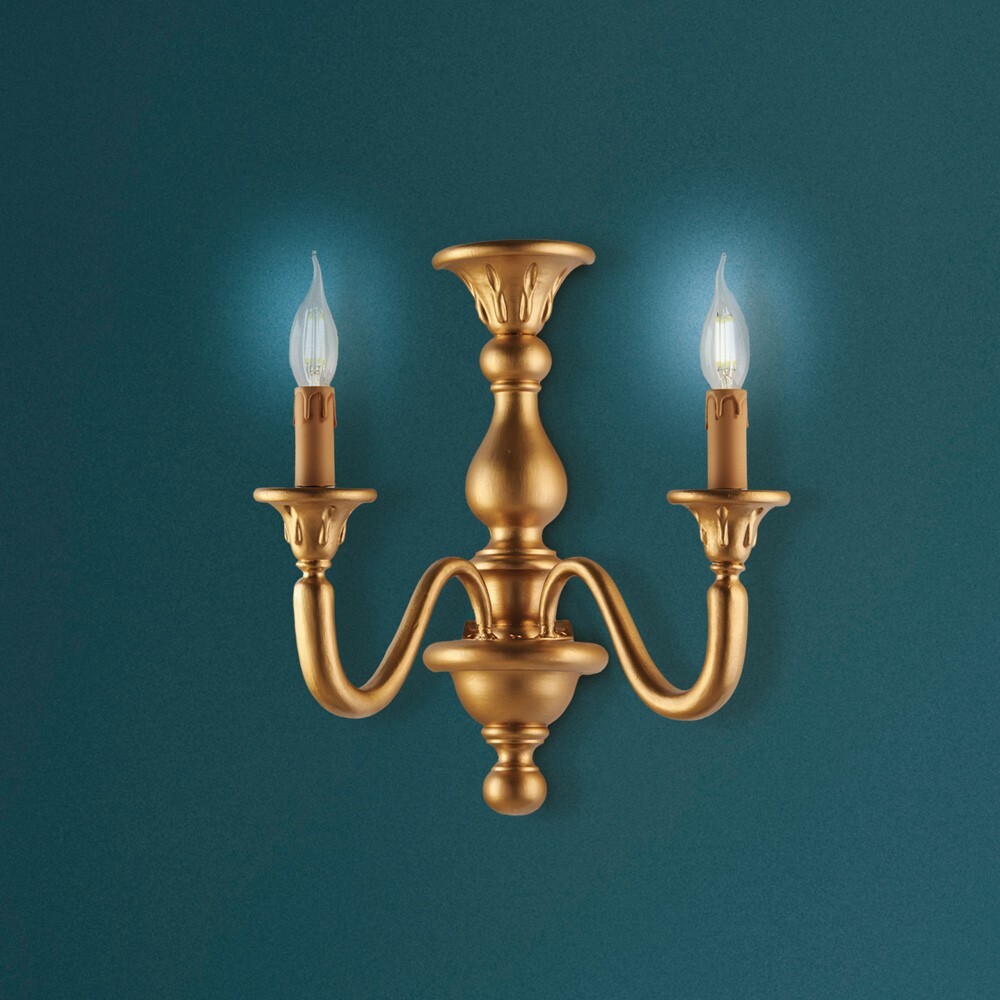 Applique Murale Design Classique en Bois Or Vieux 2 Lumières bon-528 | eBay