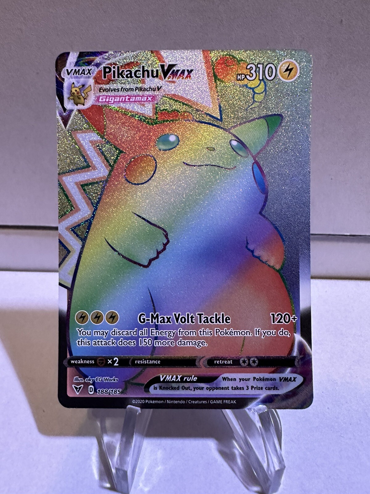 Pokemon Card - Pikachu VMAX (Secret) Vivid Voltage 188/185 Rainbow Rare ...