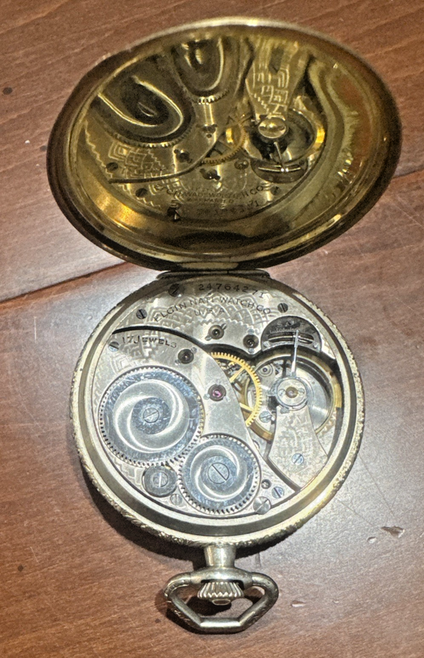 Runs Elgin 17J Pocket Watch Wadsworth 25 Years Warranted 44mm Case 12s ...