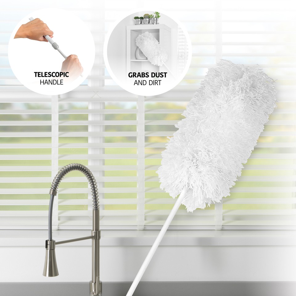 Kleeneze Fluffy Duster Cobweb Dust Cleaner Extendable Handle Microfibre ...