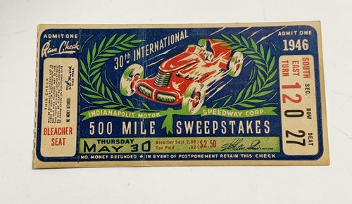 1946 Vintage Indianapolis 500 ticket stub George Robson winner car ...