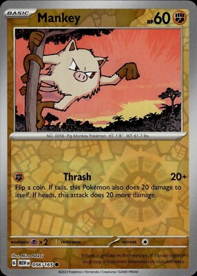 Pokémon 151 - Mankey 056/165 - Reverse Holo - NM/M | eBay
