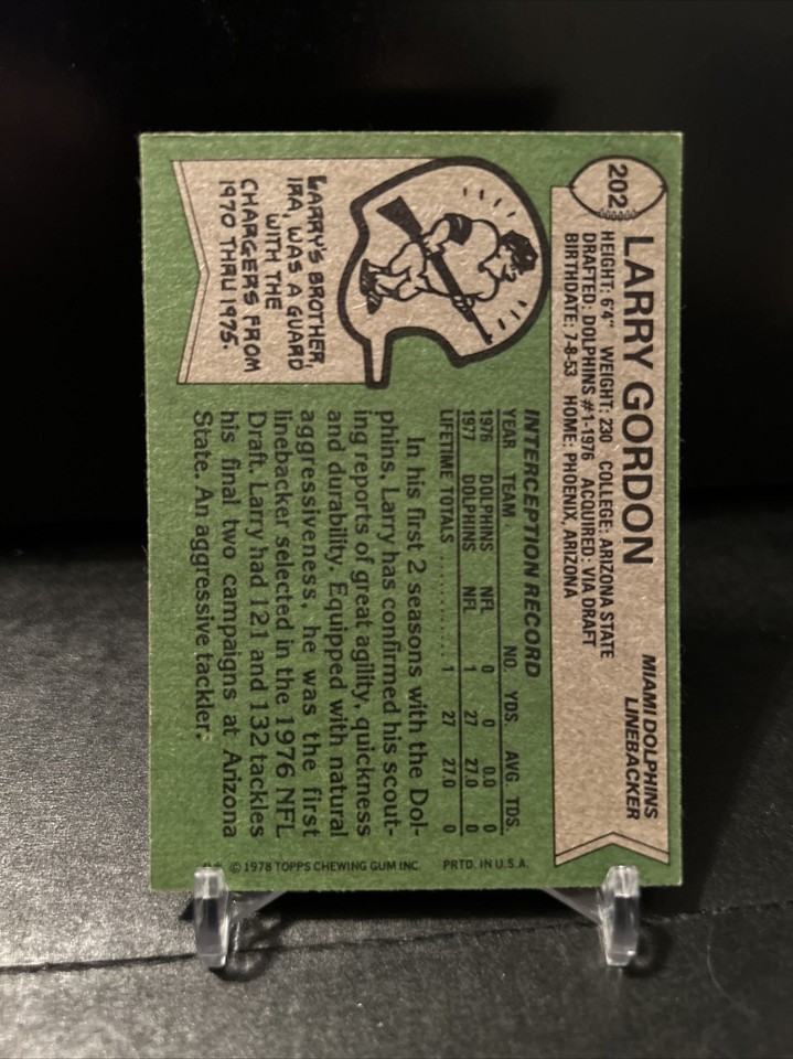 1978 Topps Football Larry Gordon Miami Dolphins #202 | eBay