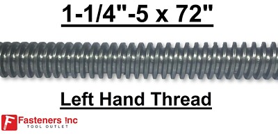 1-1/4"-5 x 72" Acme Threaded Rod Left Hand LH 1-1/4-5 x 6ft. Plain ...