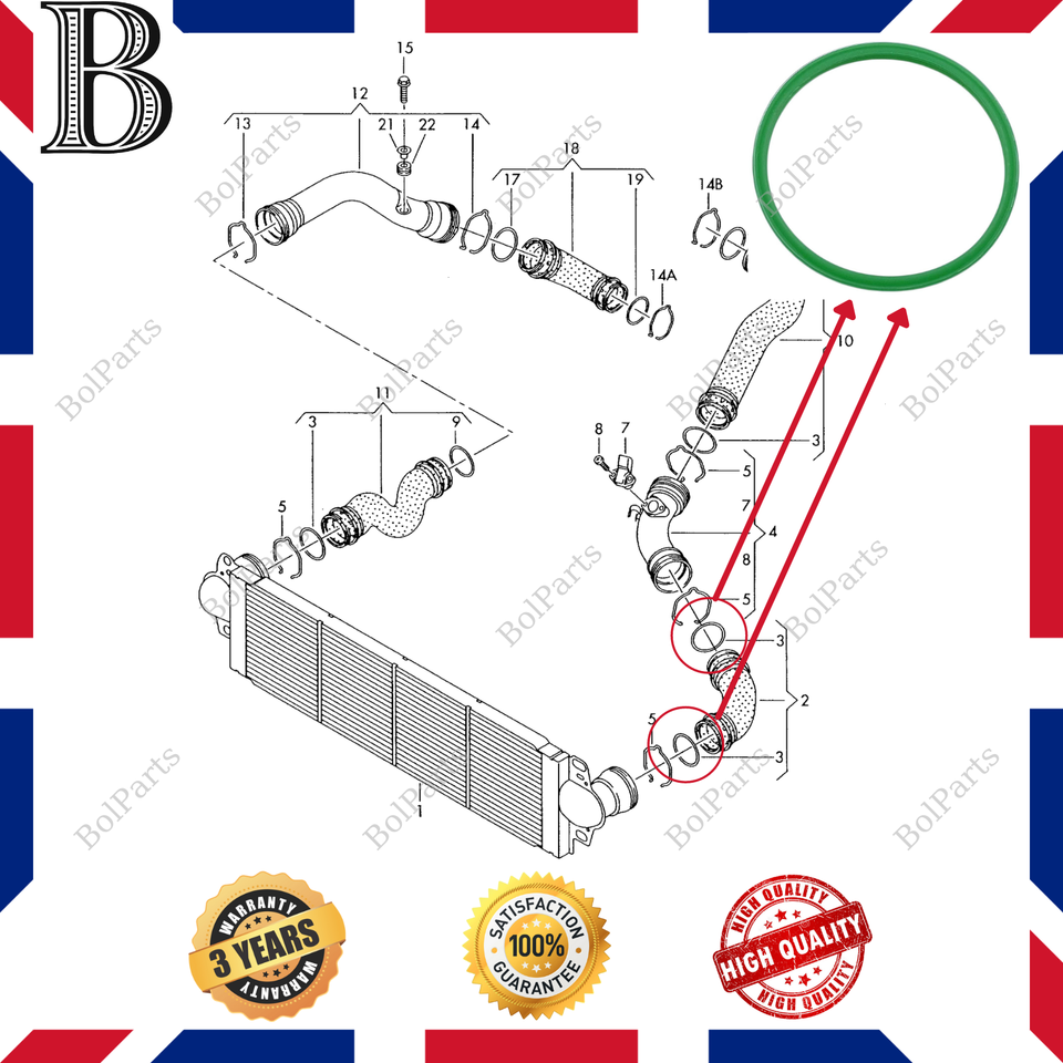 Turbo Intercooler Hose Seal O-Ring for AUDI VW SEAT SKODA 61.90mm ...