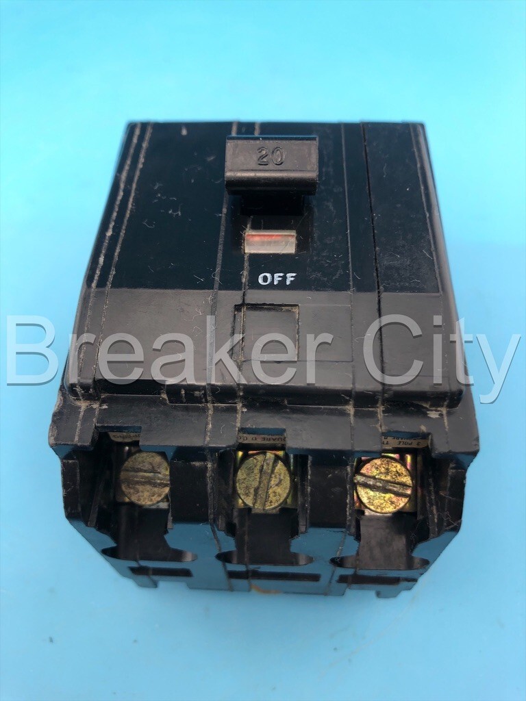 Square D QOB320 20 Amp 3 Pole Circuit Breaker Type QOB Bolt On 240VAC ...