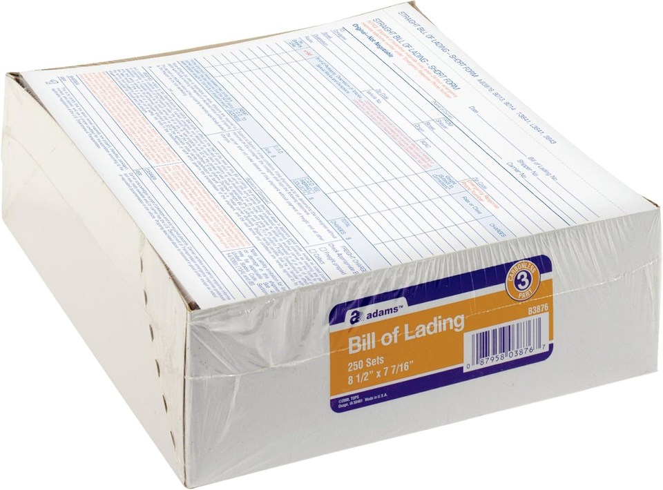 Adams Bill of Lading Short Form, 8-1/2 X 7-7/16 Inches, White, 3-Part ...