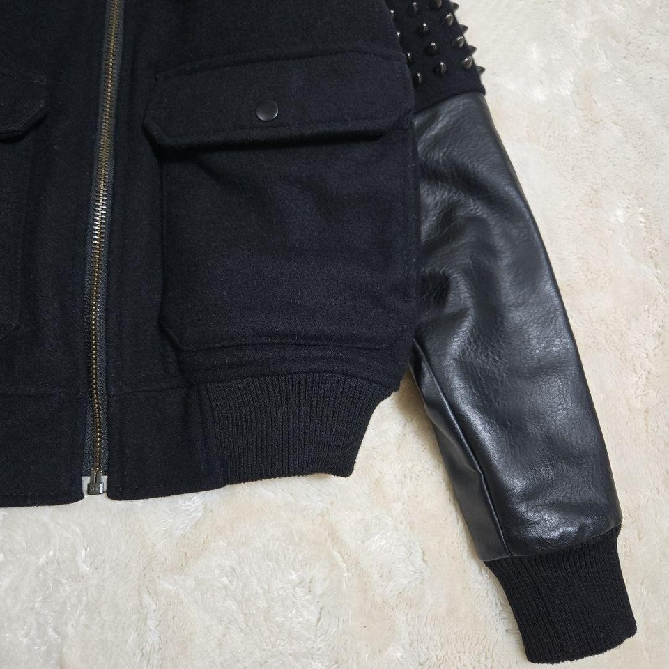 Punk Drunkers Wool Varsity Jacket Studs Full Embroidery Black No.sj892 ...