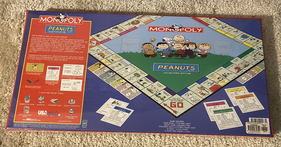 Vintage Peanuts Collector's Edition Monopoly Game (2002) Snoopy BRAND ...