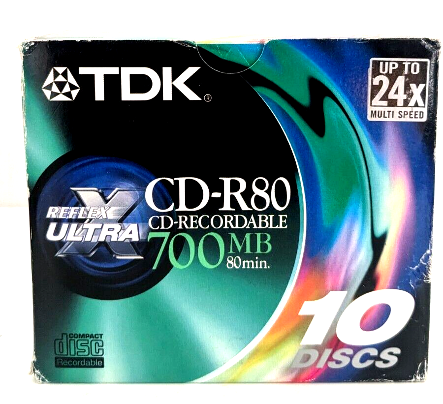 TDK CD-R 80 -CD-RU80EB 10 PACK Reflex Ultra Data CDR 80MIN 700MB / 24x ...