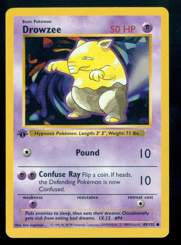1999 Pokemon Base Set 1st Edition #49 Drowzee LP | eBay