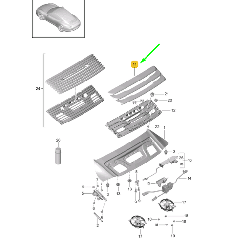 PORSCHE 911 991 Carrera Rear Trunk Cover Grille Air Vent 99151257107 ...