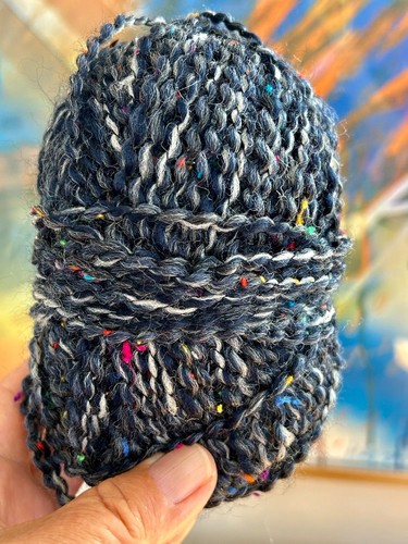 7 Skein Lot Vintage Tweed Boucle Yarn Dark Indigo Blue with Colored ...