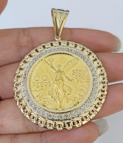 REAL 10k Yellow Gold Centenario-Style Coin Charm 50 Pesos 1947 Mexican ...